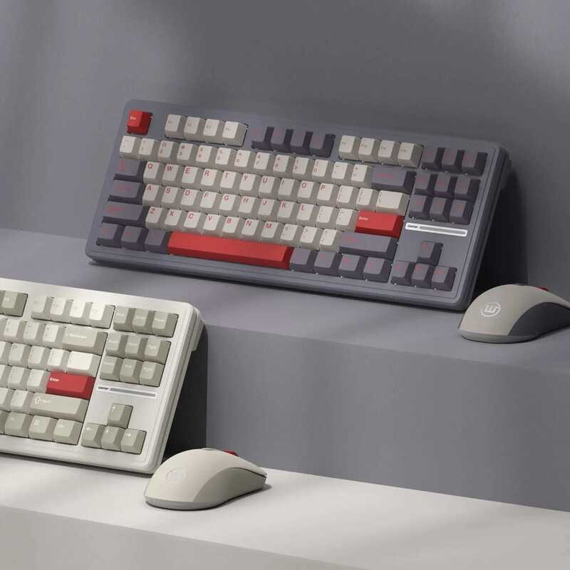 red WOMIER Keyboard E Combo Kit, Hot Swappable M87 Gasket Retro ...