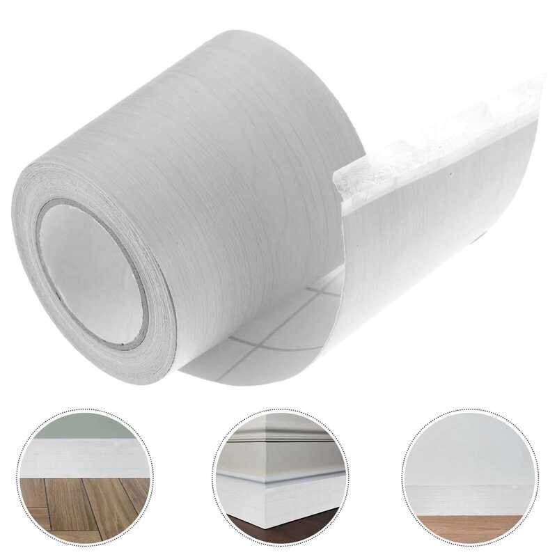 COD Vinyl Floor Wallpaper White Wood Grain Self Adhesive Skirting Board ...