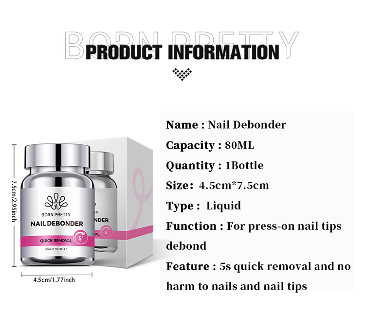 BORN PRETTY Nail Glue Remover Glue Off for False Nails Press ON Nails ...