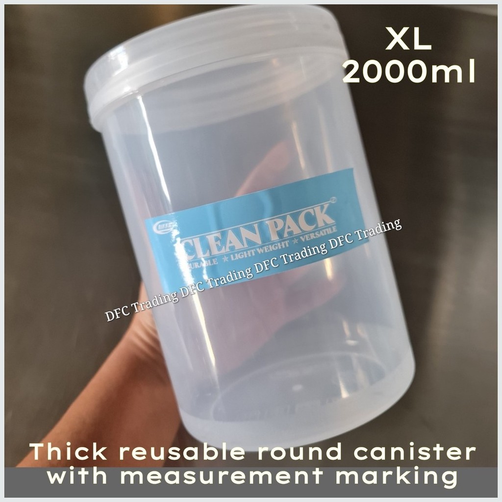 3 PCS 2000 ML/2 LITERS DURABLE ROUND CYLINDRICAL FOOD KEEPER JAR ...