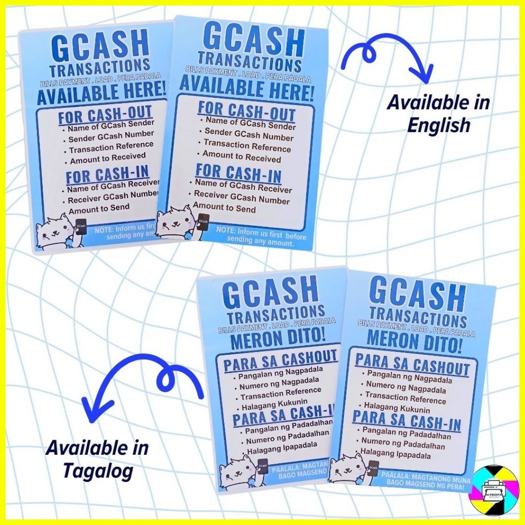 GCash Cash-in Cash-out Rates | GCASH LAMINATED SIGNAGES | GCASH ...