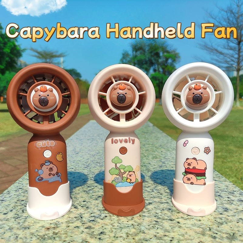 Cute Capybara Portable Fans Handheld Mini Fan USB Rechargeable Fan Mini ...