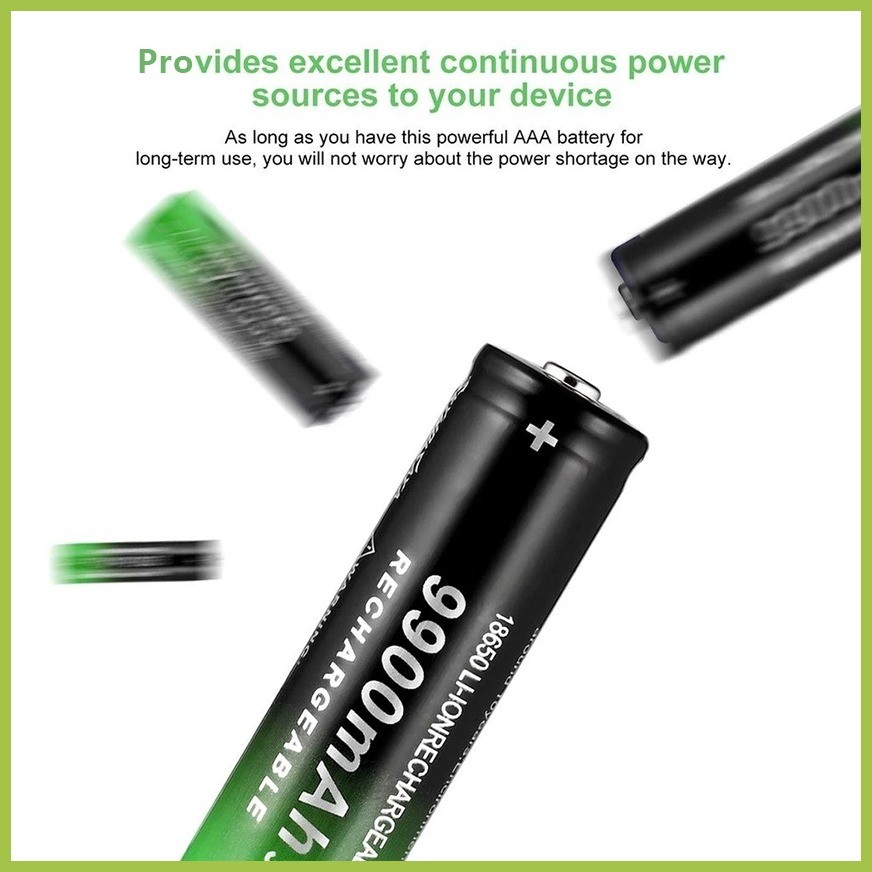 Rechargeable flat/Tip head Battery 18650 9900mAh 3.7V Li-ion 100% ...