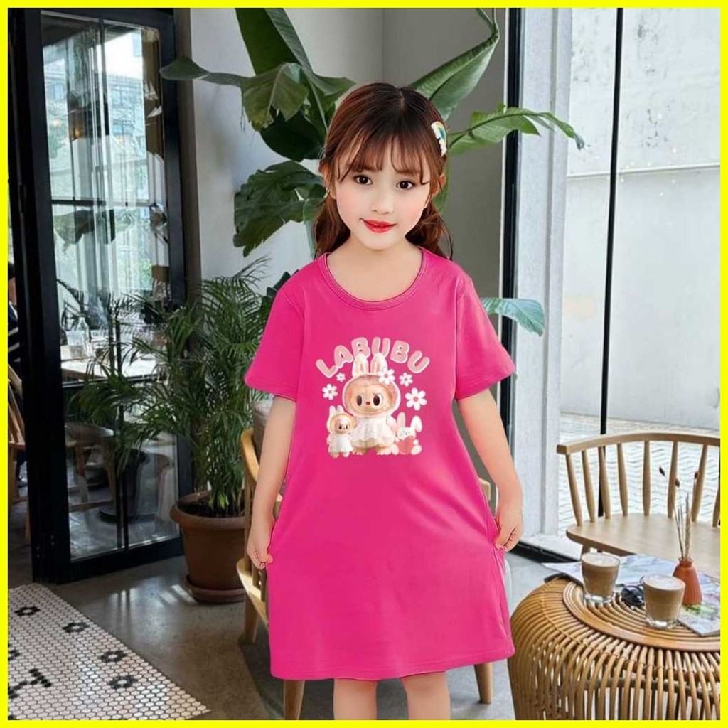 Modern Negligee Clothes for Girls Viral LABUBU Motif Dresses Ages 1-10 ...