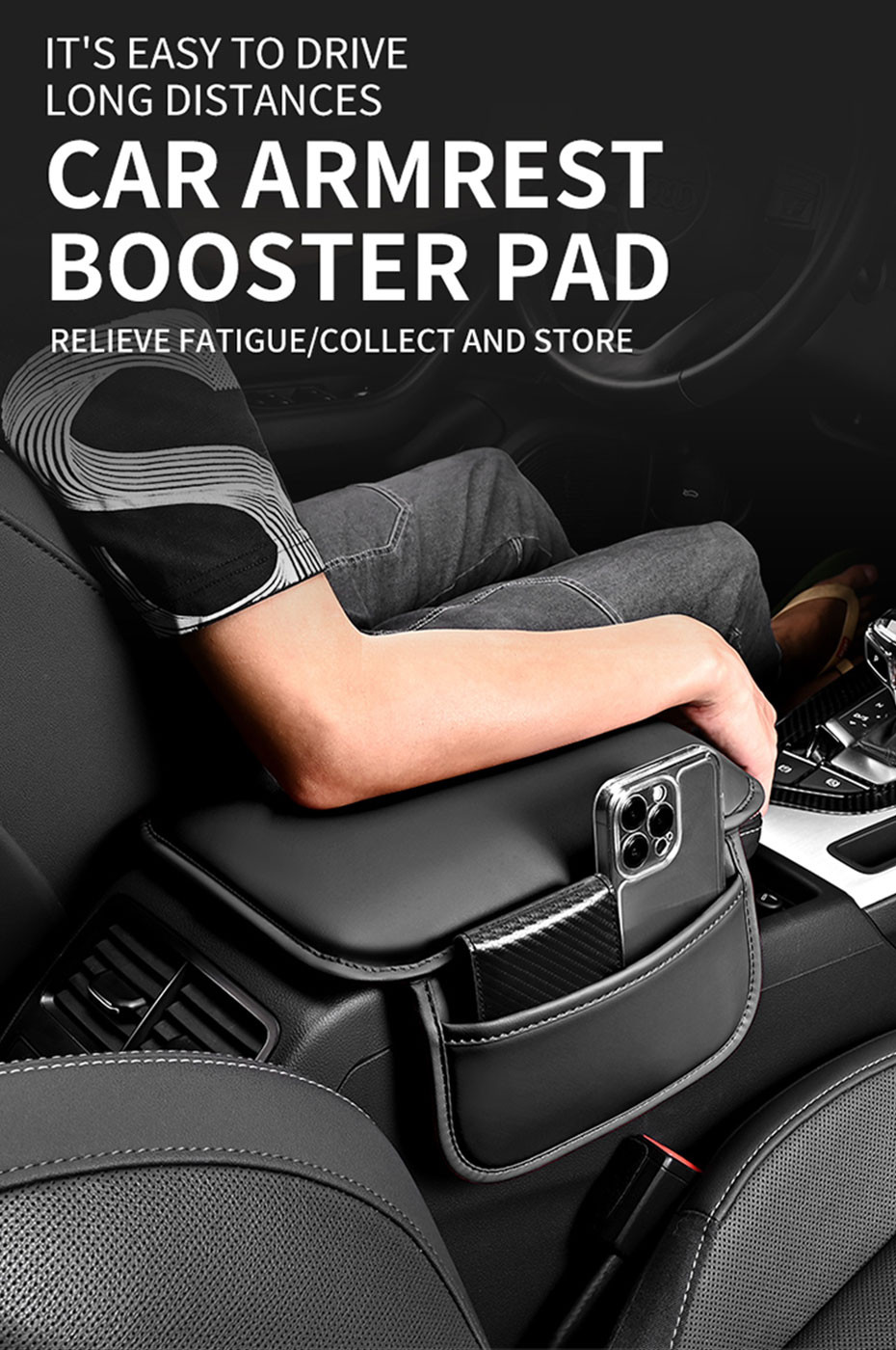 Car Arm Rest Extension Cushion Anti Scratch PU Leather Armrest Cover ...
