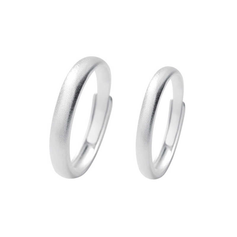 Silver S Pure Simple Matte Couple Rings Plain Band Ancient Method Pure ...
