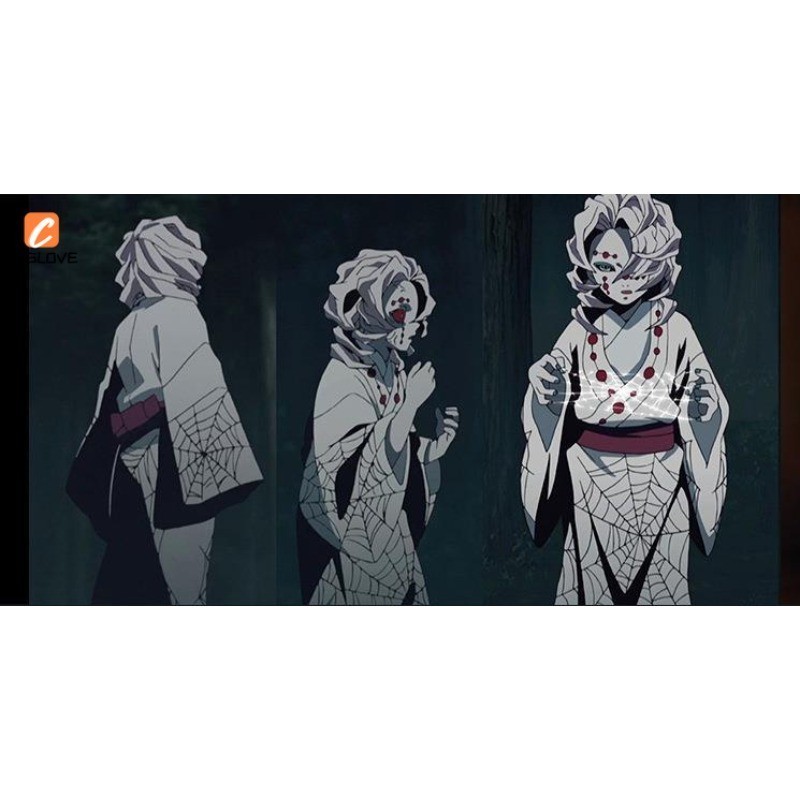 Anime Demon Slayer Rui Cosplay Full Set Costume White Color Kimono ...