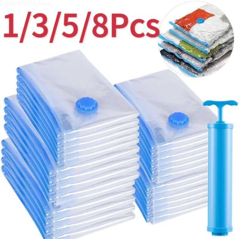1-8PCS Vacuum and Pump Cover for Clothes Storing Large Plastic ...