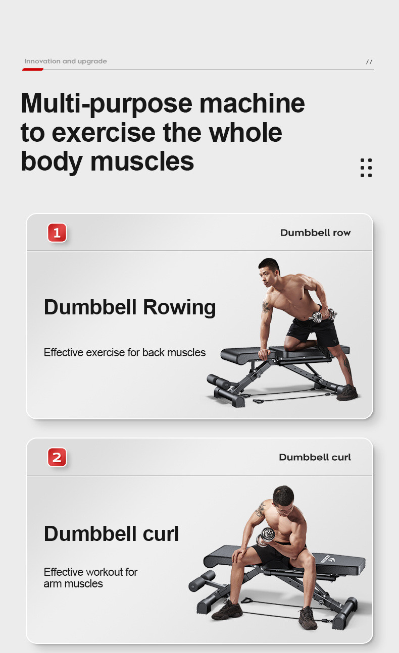 Gym Bench Sit-up bench Fitness Equipment Adjustable Bench Press Chair ...