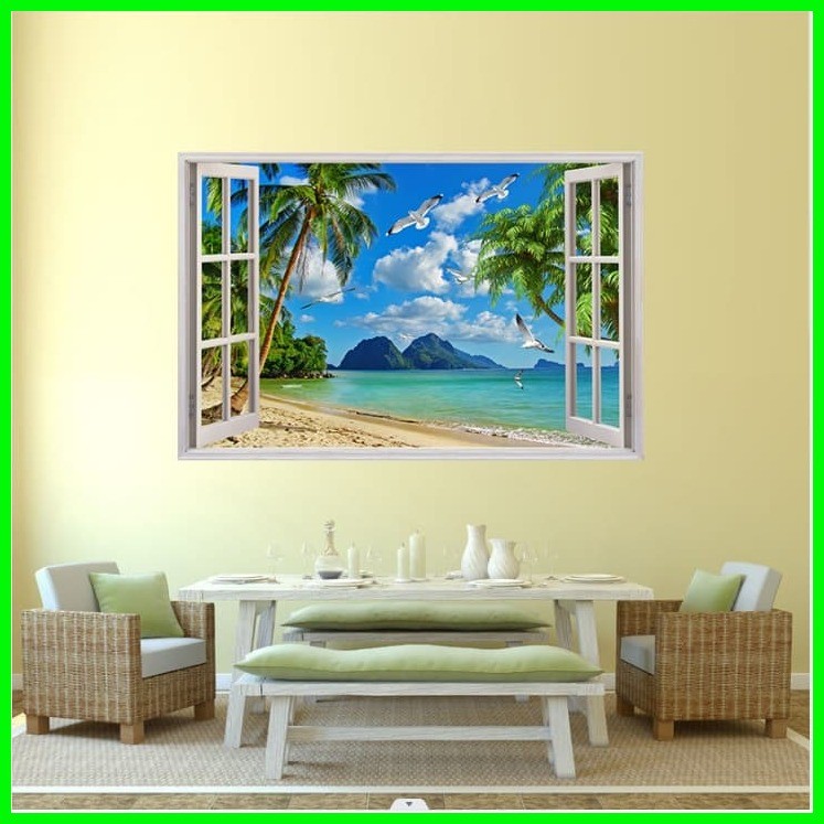 3D Window View Sticker Outside Natural Scenery Self Adhesive Wall Art ...