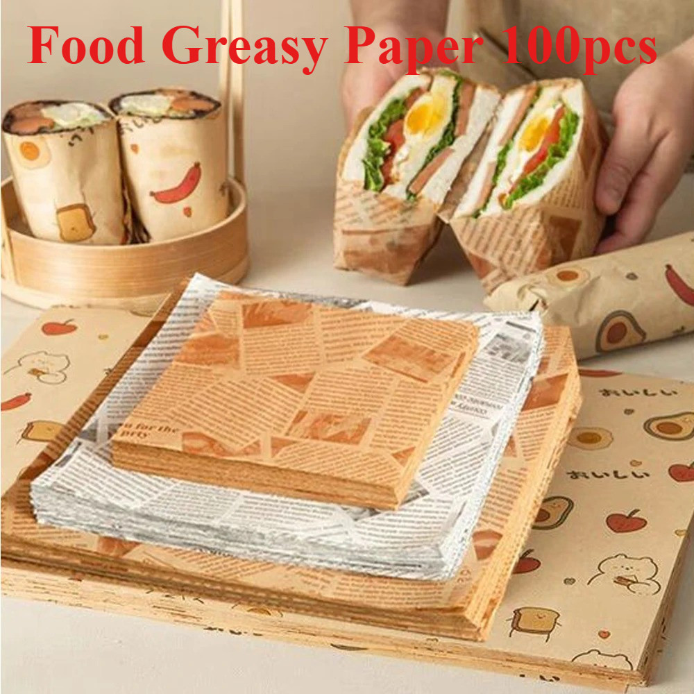 100Pcs Sandwich Wrapper Paper Baking Wax Paper For Graham Bar Packaging ...