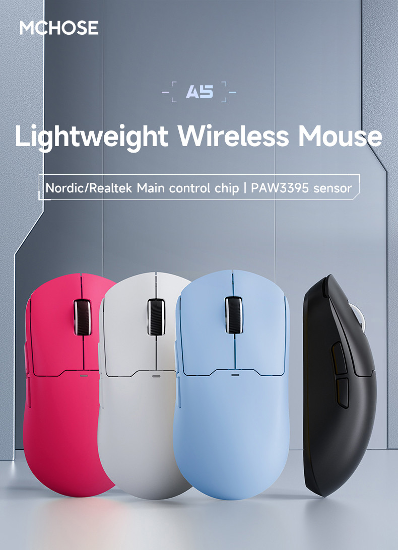 Mchose A5 V2 Ultra Pro Max Tri-Mode Mouse for Gaming PAW3395 26K DPI 8K ...