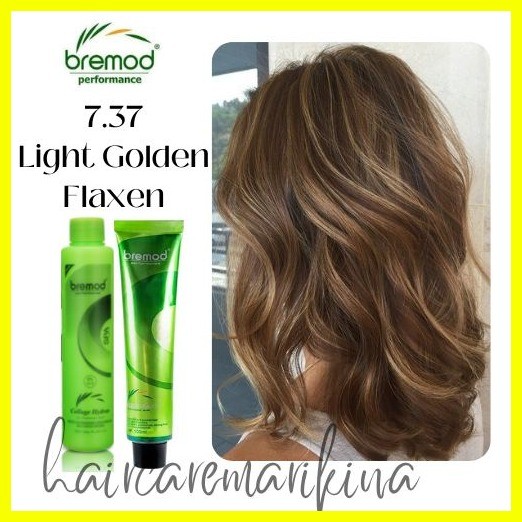 7.37 LIGHT GOLDEN FLAXEN Bremod Hair Color - With Oxidizer Set | Shopee ...