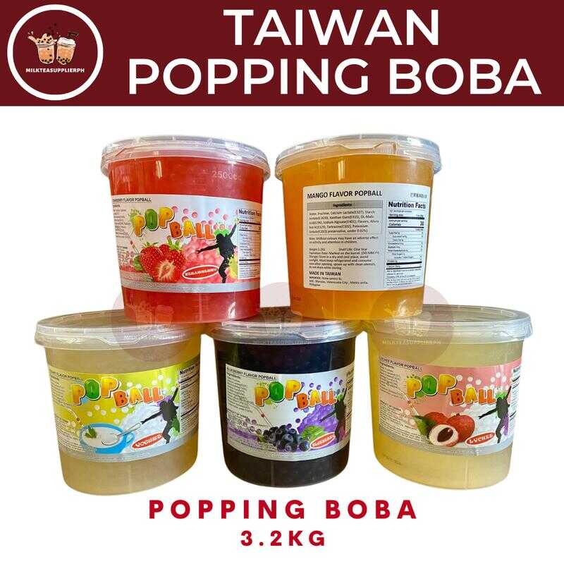 TAIWAN POPPING BOBA 3.2Kg POPPING PEARL Blueberry Strawberry Lychee ...