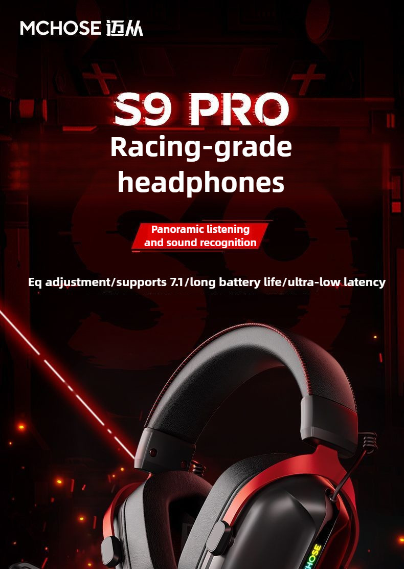 MCHOSE S9 Pro Headset Wireless Bluetooth Three Mode Gaming Headphone ...