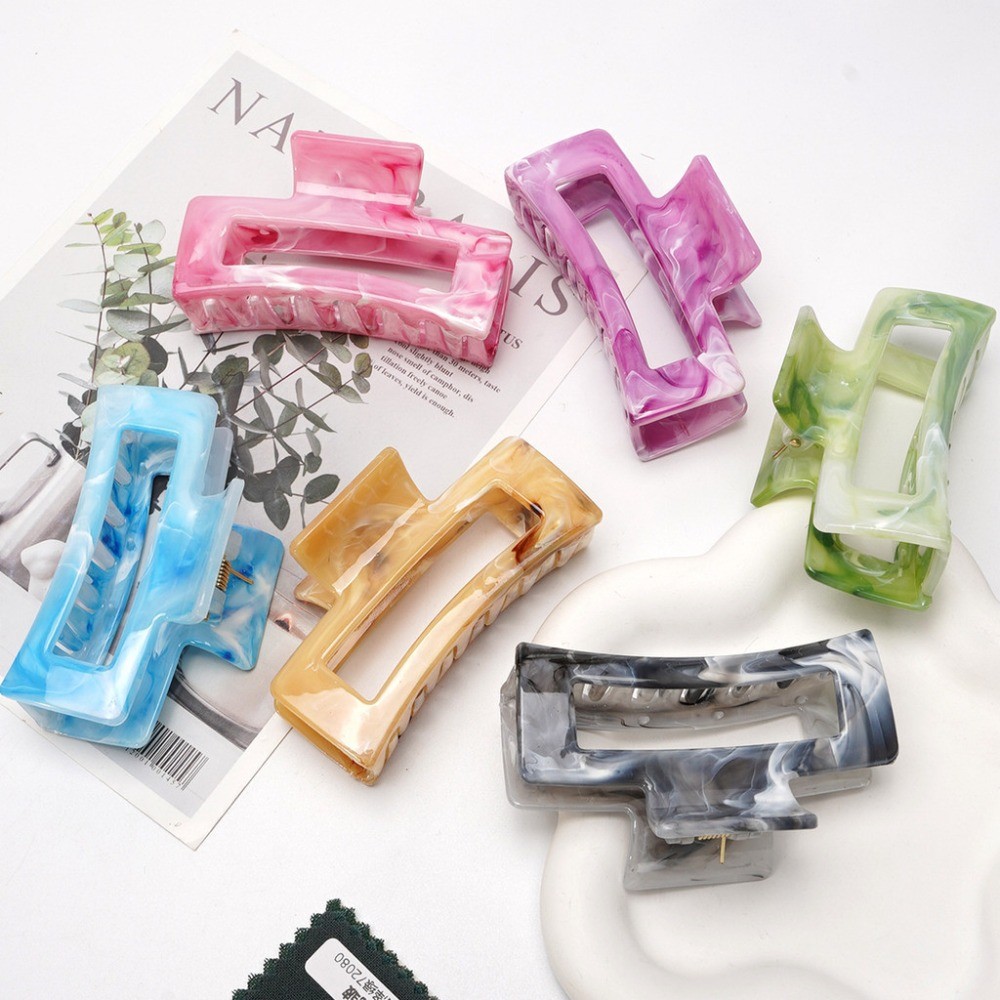 Acetate Texture Square Large Shark Clip Ins Style Simple Women's Hair ...