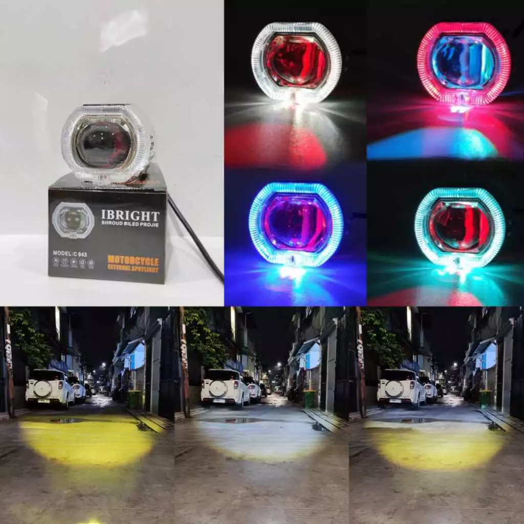 1-Pack Car and Motorcycle Headlight with LED Angel/Devil Eye Projector ...