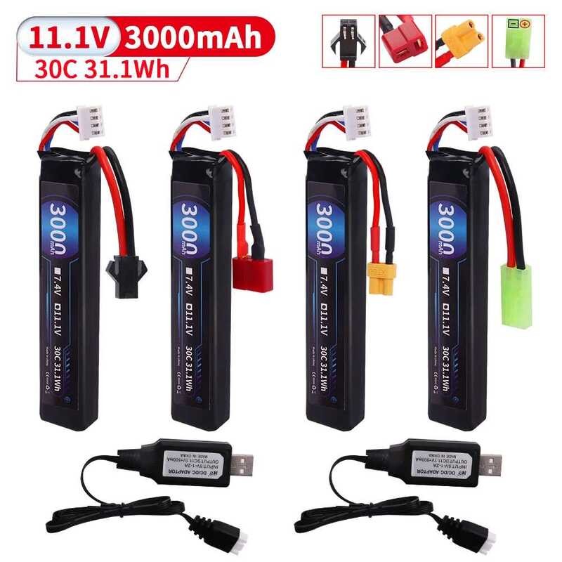Upgrade 11.1V 3S 452096 30C 3000mAh LiPo battery T/Tamiya/XT30 Plug for ...