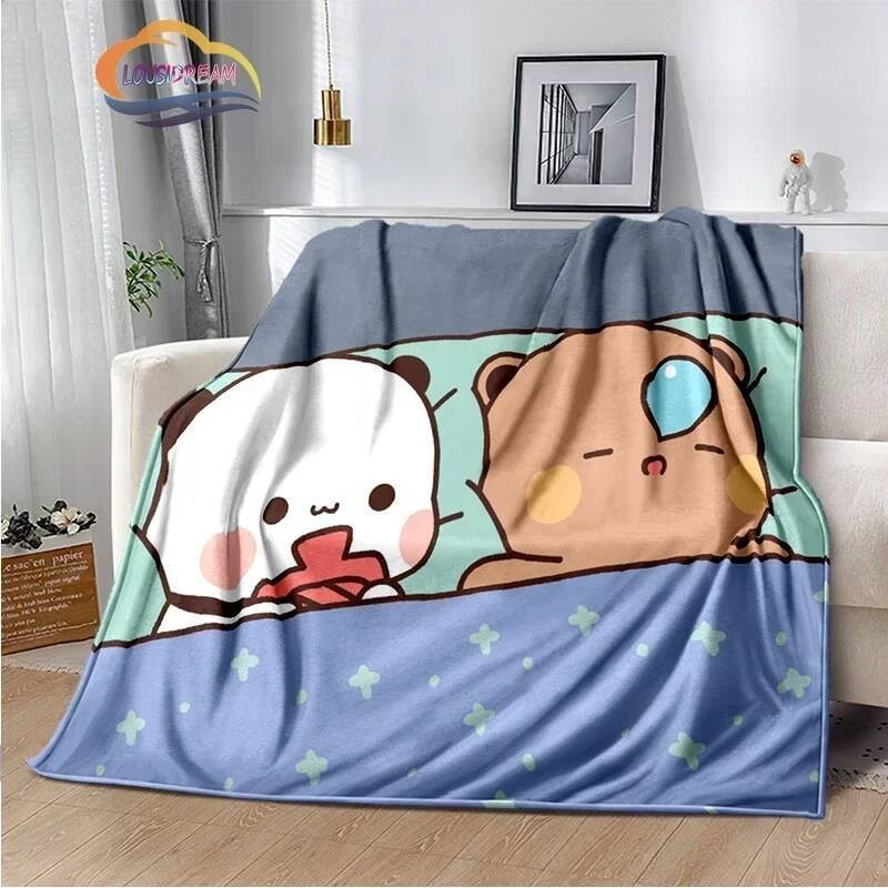 Cartoon Print Bear and Pa Blanket Cute Bubu Dudu Series Kids Warm ...