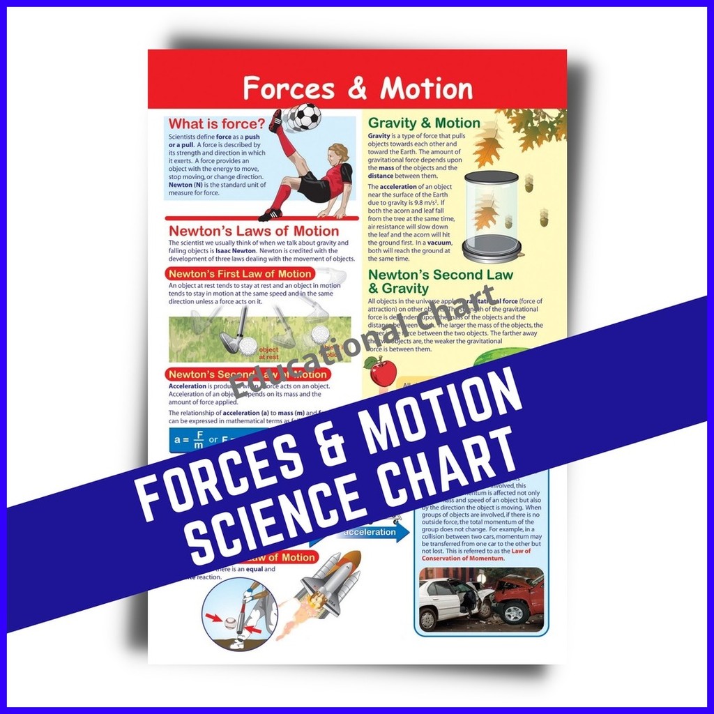 FORCES AND MOTION POSTERS CHARTS I ALL ABOUT SCIENCE CHARTS, A4 Size ...