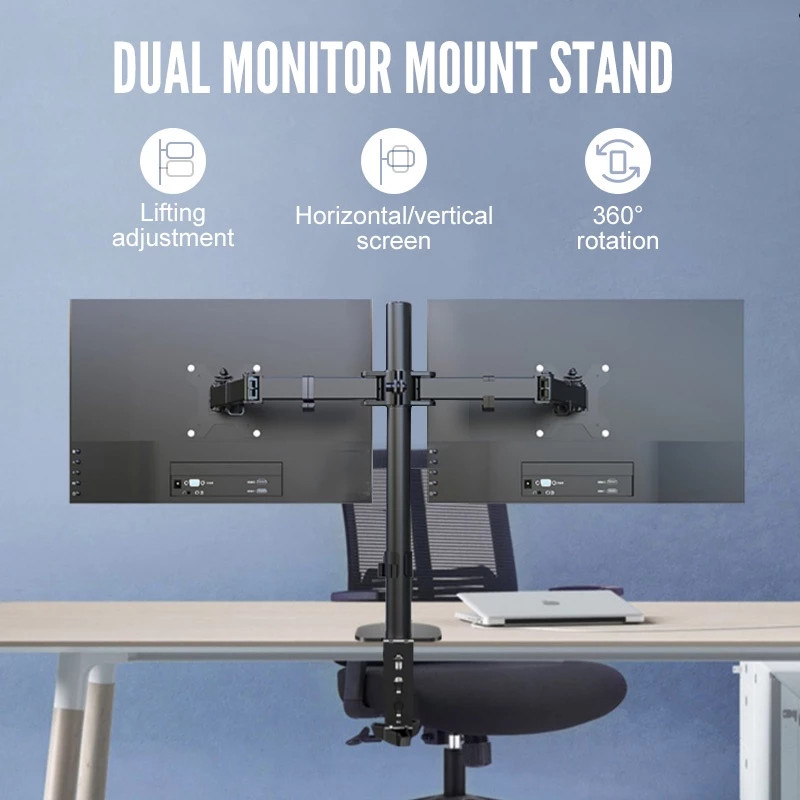 Double Monitor Bracket Mount C-Clamp And Grommet Desktop Fixture ...