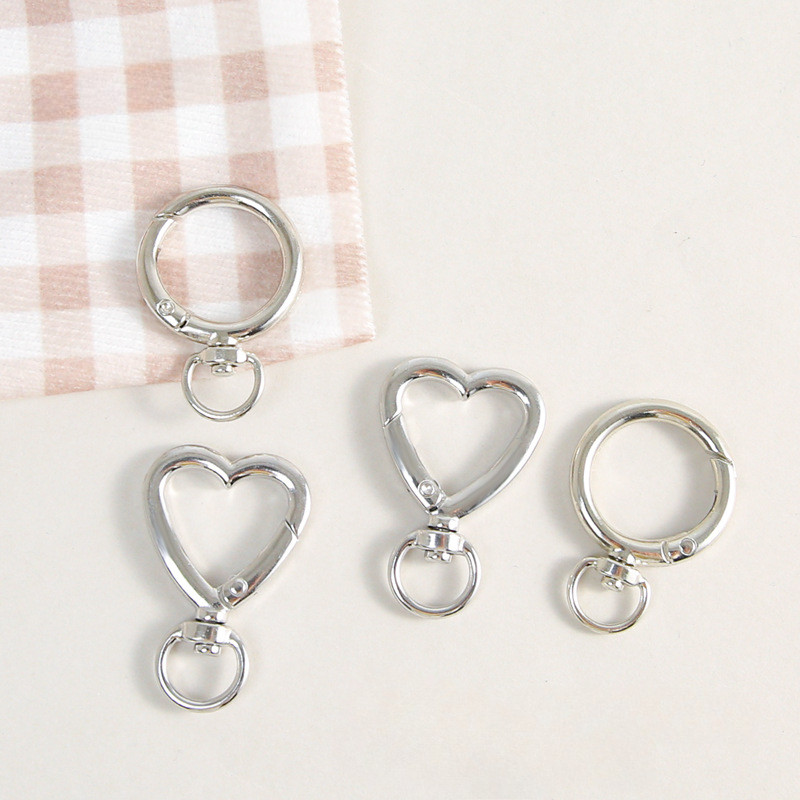 Heart Shape Circle Swivel Buckles Metal Spring Keyring Chain Keychain ...