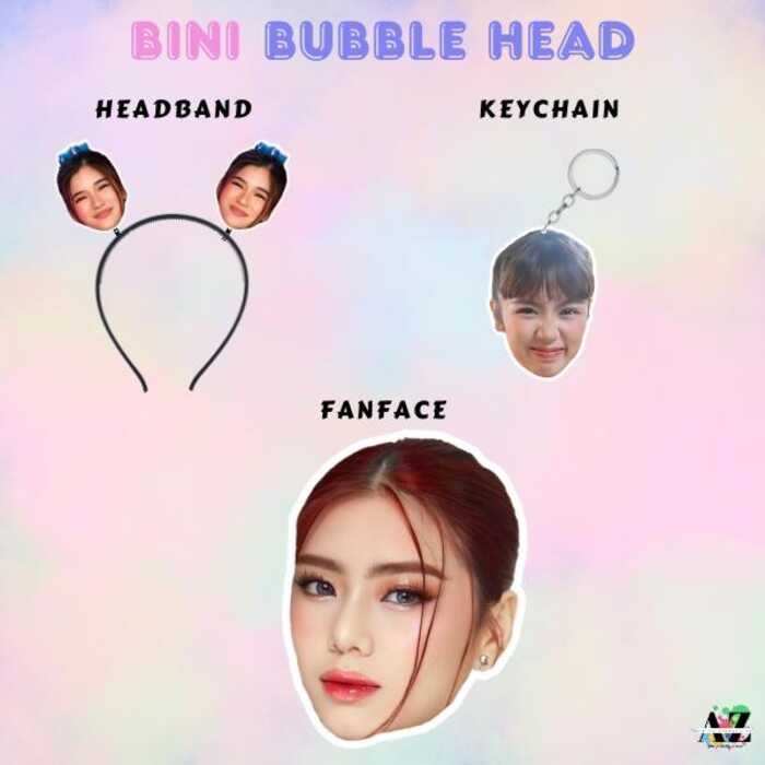 AZ Bini Laminated Bubblehead Fanface, Headband, Keychain (Front Print ...