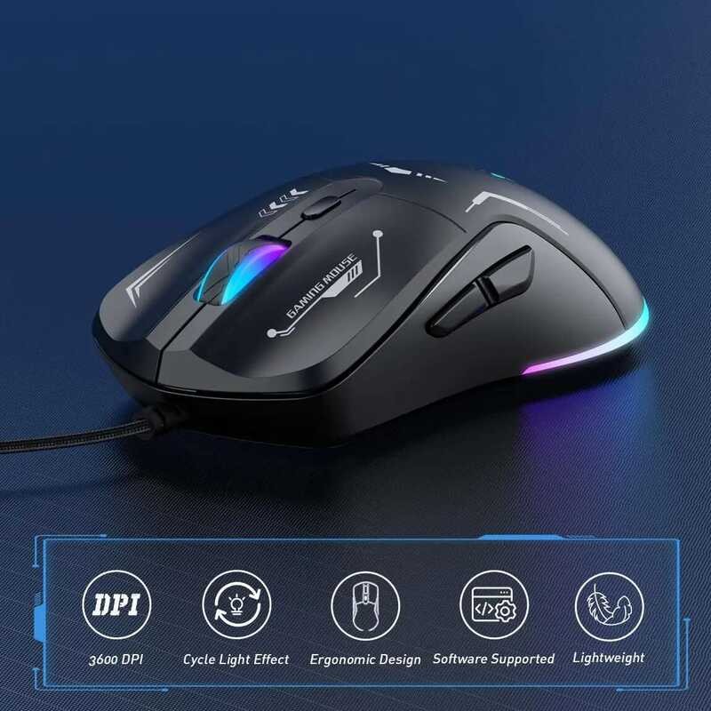 Office Business Onikuma Wired Mouse RGB PC Gaming Mice With Rainbow ...