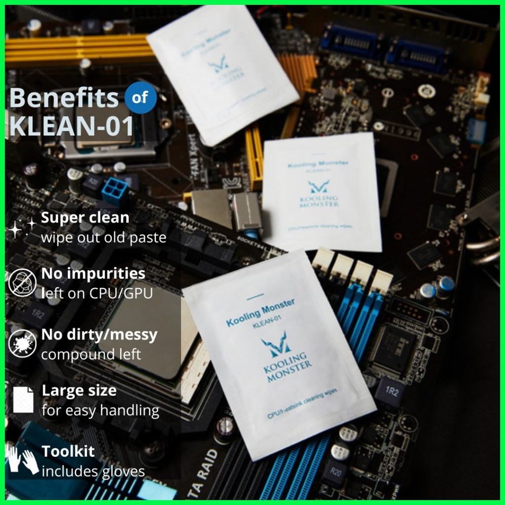 KLEAN-01 Cleaning Wipes Thermal Paste Remover for computer, laptop, and ...