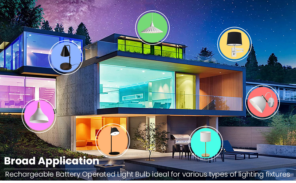 LED Smart Rechargeable RGB Hook Bulb Essential E26 E27 Environmental Remote&Button Control Led ...