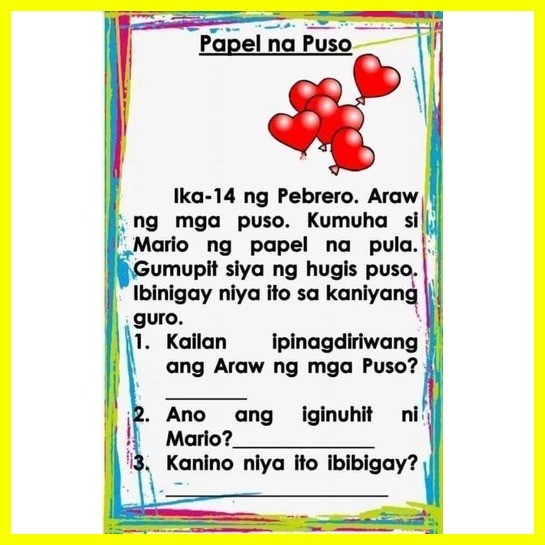 Filipino Reading Comprehension (30 pages) free bookbind | Shopee ...