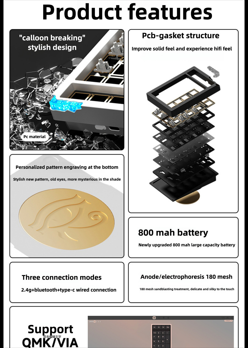 WEIKAV Stars21 Wireless Three-mode Bluetooth 2.4g CNC Aluminum Digital ...