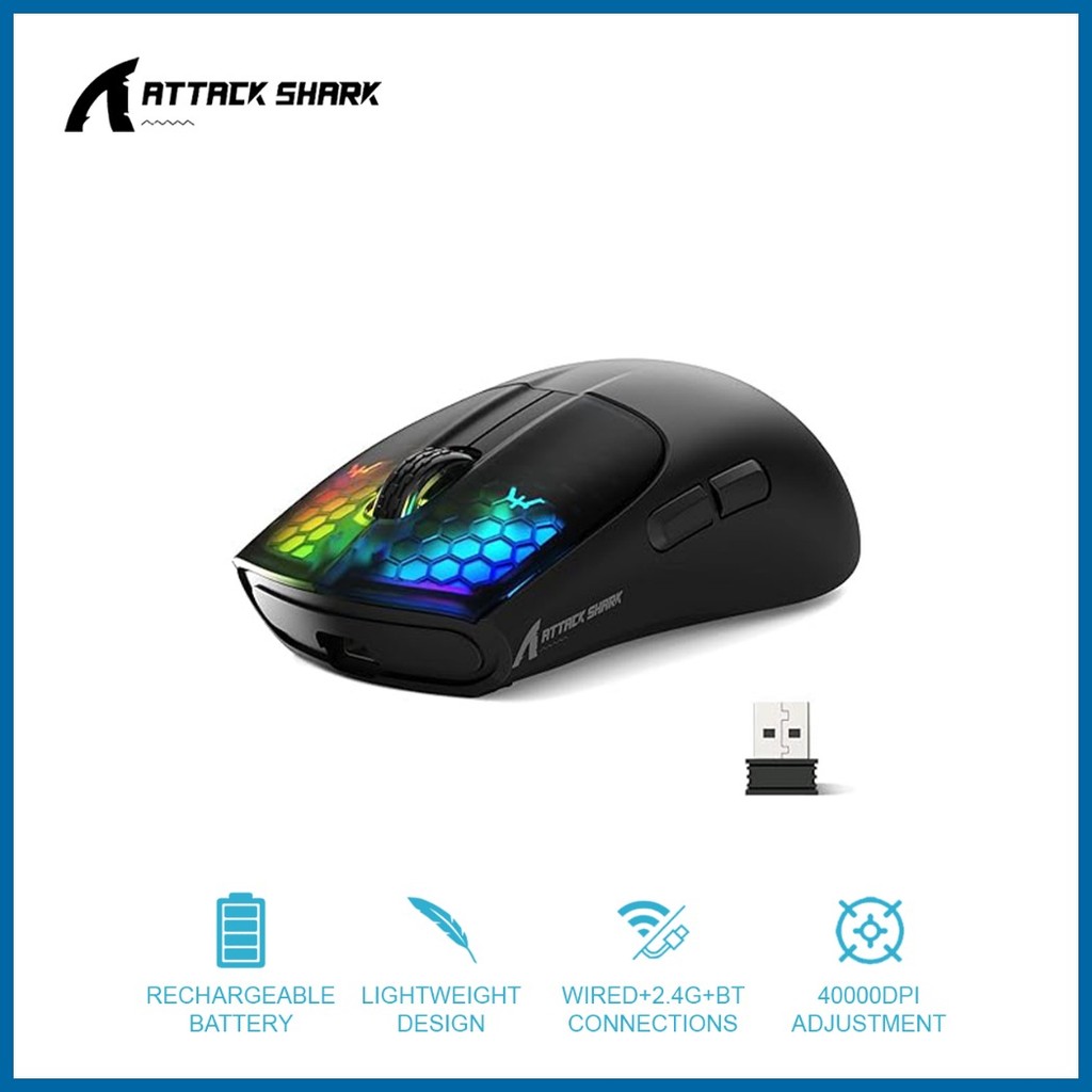 Attack Shark X5 Wireless Gaming Mouse Tri-Mode 2.4G USB-C Wired ...