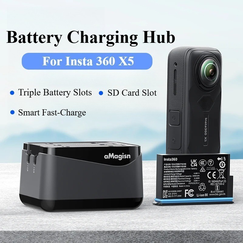For Insta 360 X5 Battery Charger Fast Charging Center 3 Battery Action ...