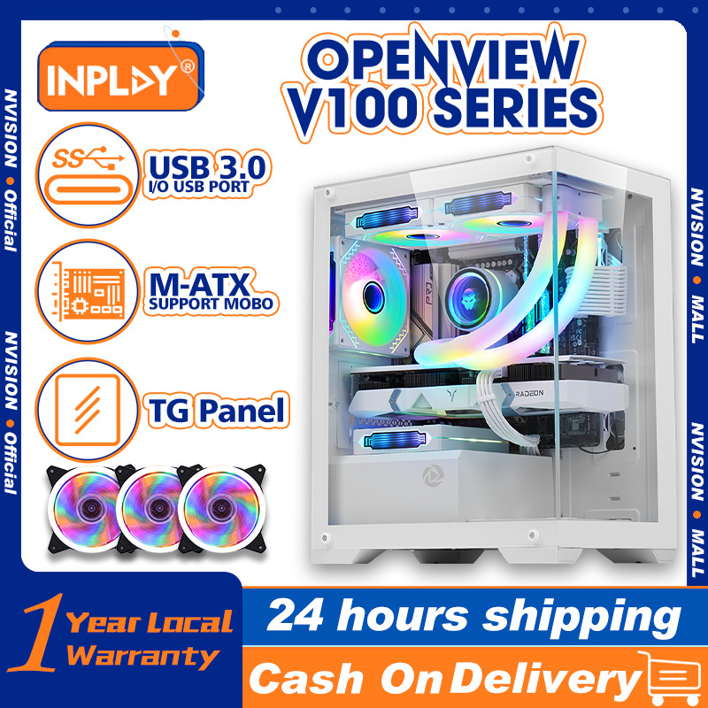 ♞Pc Case Gaming Computer Case with Fan White Glass Inplay Seaview ...