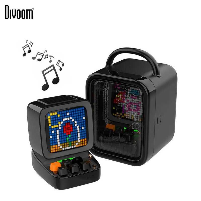 Divoom ☽ Ditoo-Pro Pixel Art Bluetooth Portable Black Speaker Alarm Clock DIY LED Display Board ...