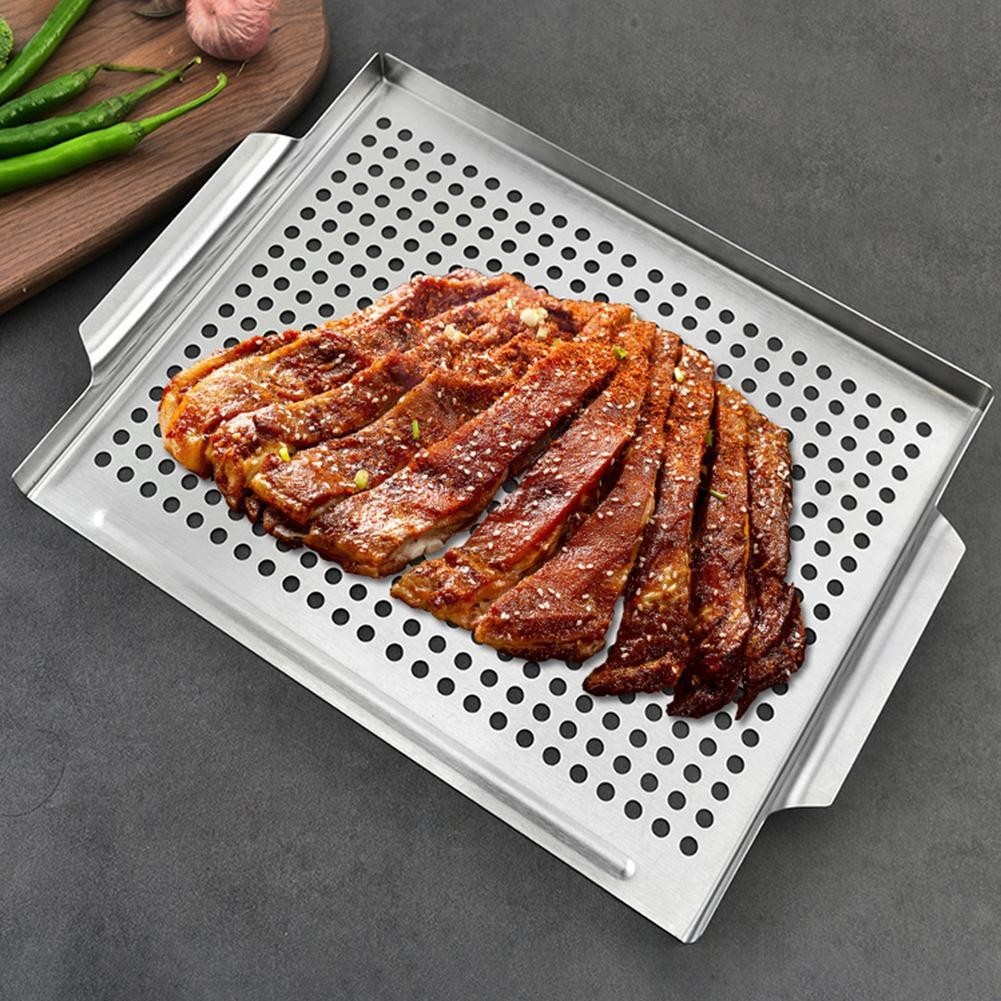 【ONCE+】Stainless Steel BBQ Grill Pan: Perfect for Vegetables & Fish ...