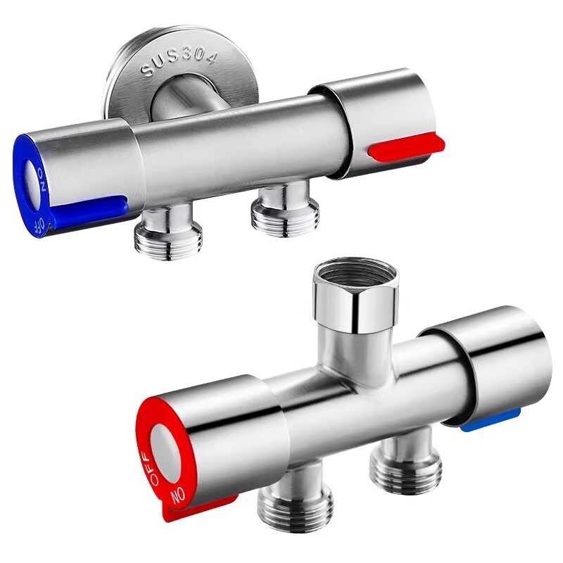 Steel 304 Stainless Dual Control Angle Valve One Inlet Two Outlet Three ...