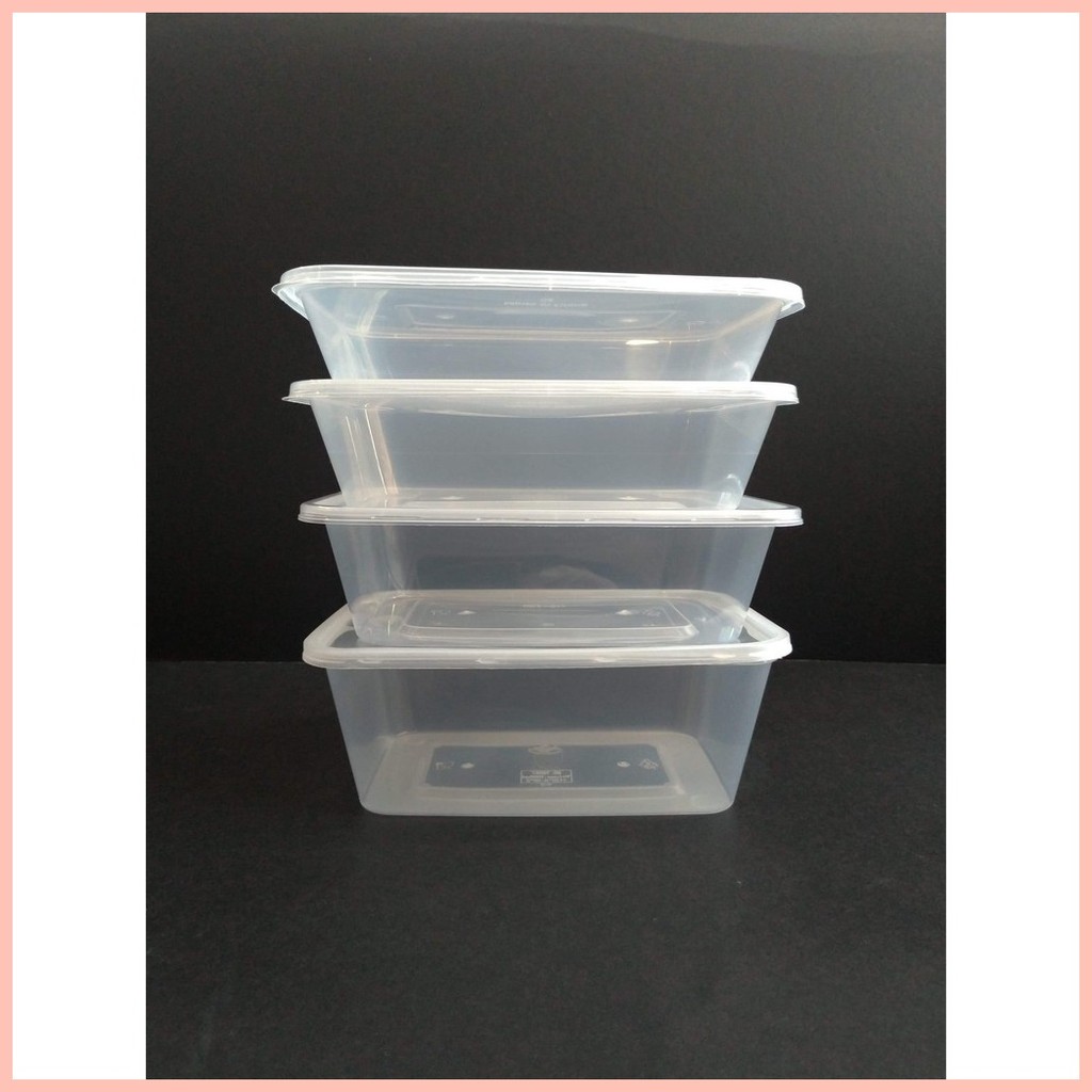 Microwaveable Rectangle Plastic Container (10 pcs per pack) | Shopee ...