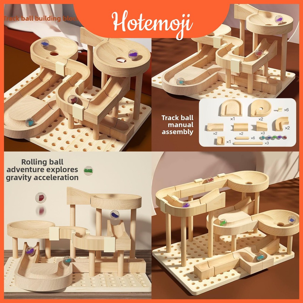 Wooden Run Marble Building Blocks For Kids With Beechwood Tracks Play ...