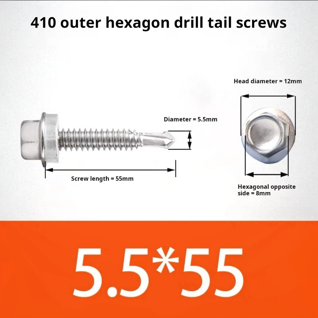 [Ready Stock] 100Pcs 410 Stainless Steel Dovetail Screw Outer Hexagon ...