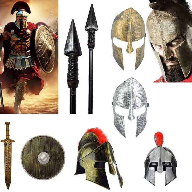 Spartan Warrior Helmet Mask Ancient Hat Warrior General Shield Roman ...