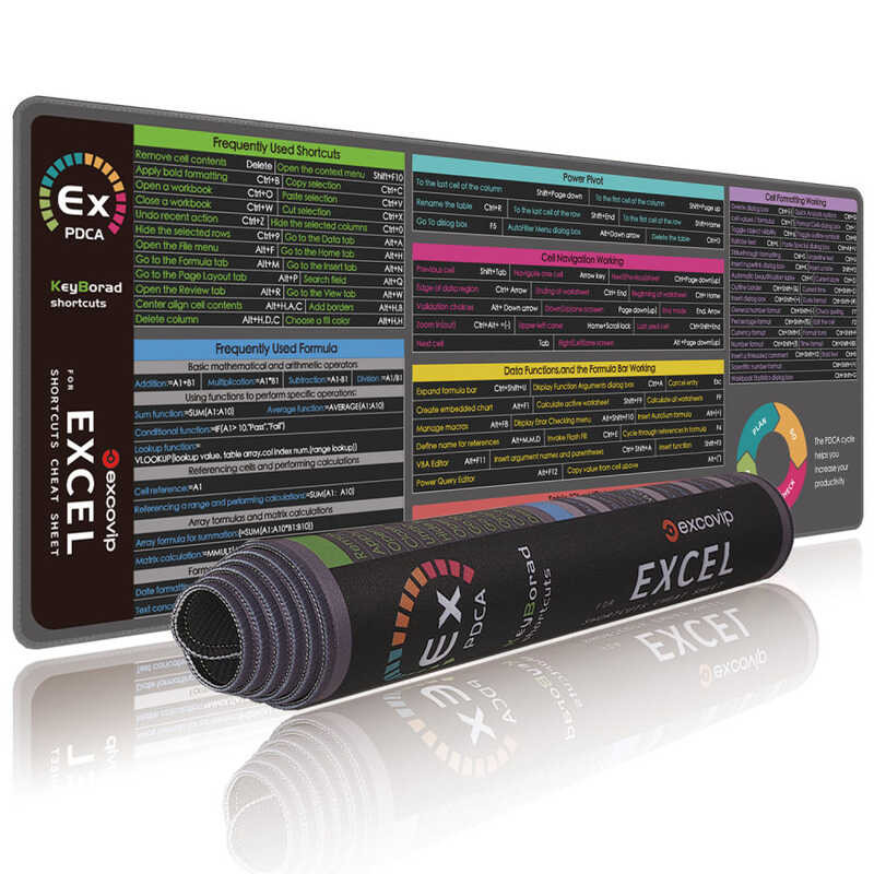 EXCO Excel Shortcuts Mouse Pad Large Cheat Sheet Keyboard Mousepad ...