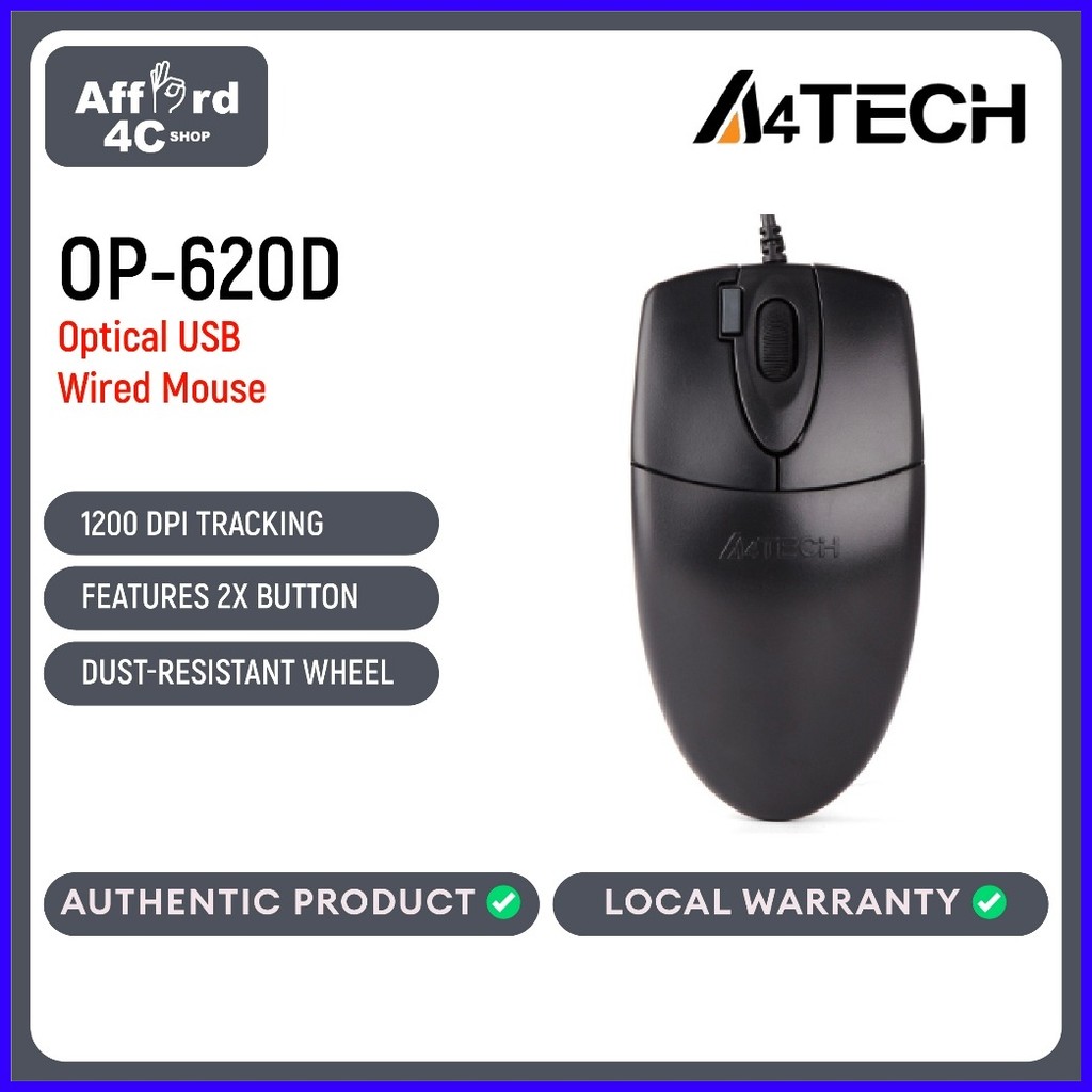 A4Tech OP-620D Wired USB Mouse (Black) | Shopee Philippines