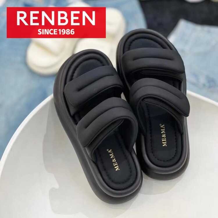 RENBEN Thick-Soled Sneakers For Women, Beach Sandals With Velcro, Summer, 2024 | Shopee Philippines