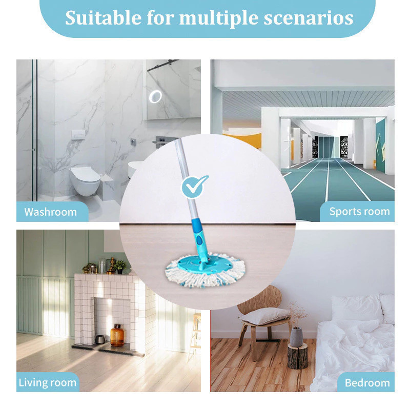 Floor Cleaning Mop 360 Degree Rotating Mop Pole Thickened Stainless ...