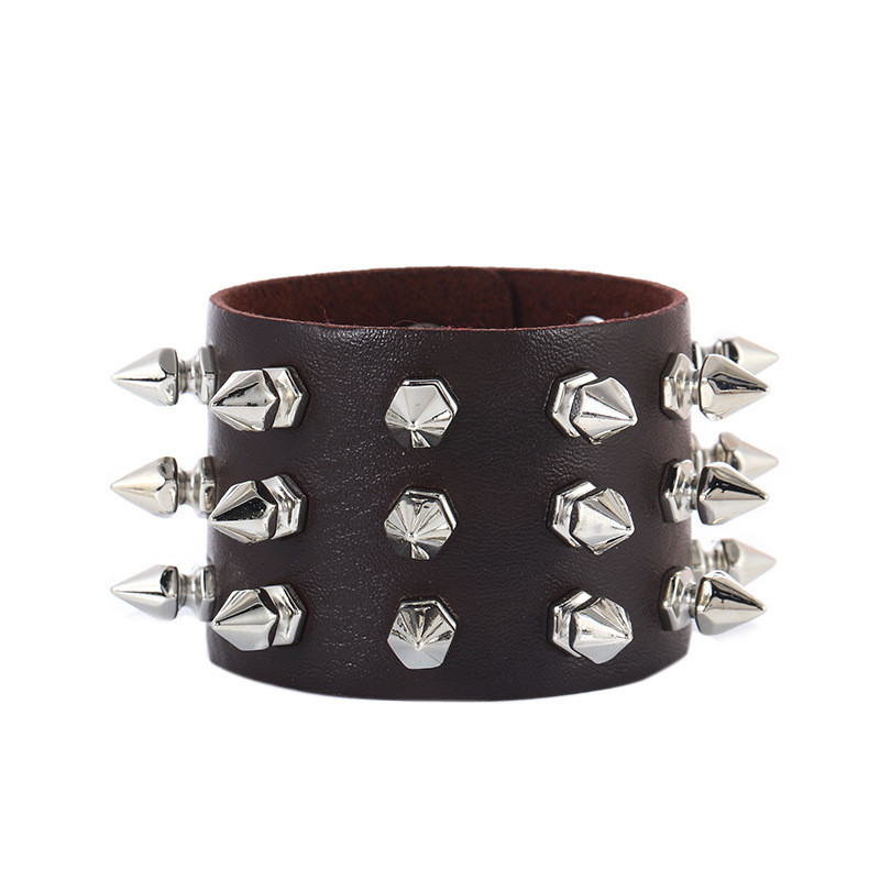 Skull Gothic Unisex Women Punk Spike Rivet Bracelet Black Leather Cuff ...