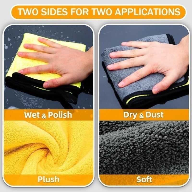 3/5/10Pcs Double Sides Car Microfiber Cloths - Super Absorbent Washing ...