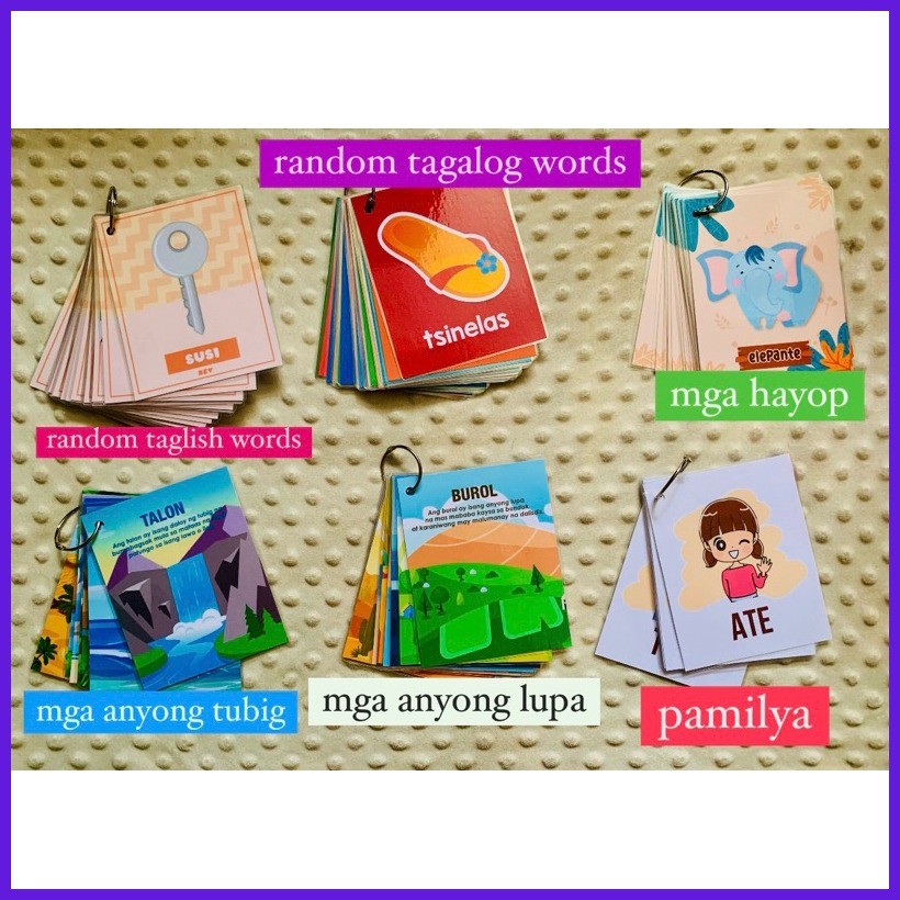 RANDOM TAGALOG ENGLISH WORDS Laminated Educational Flashcards for Kids ...