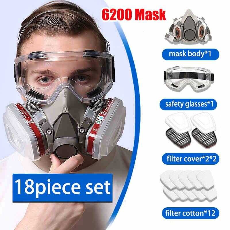 Reusable Gas Mask Set 6200 Gas Mask Full Face Respirator For Chemical ...